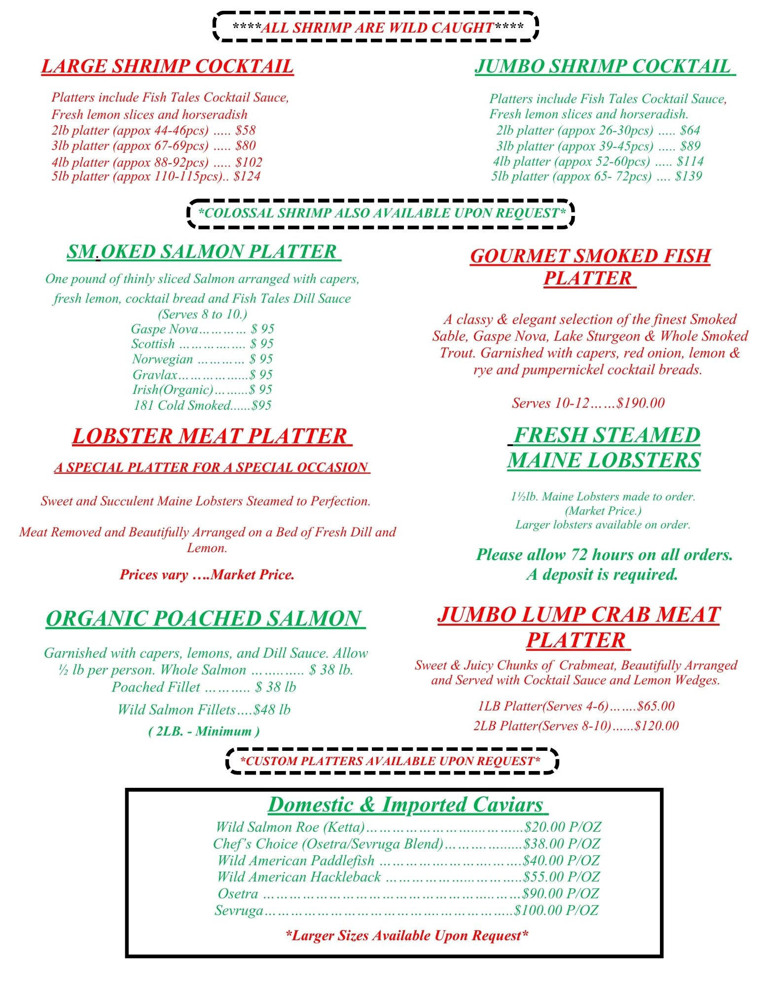 Fish Tales - Holiday Catering Menu